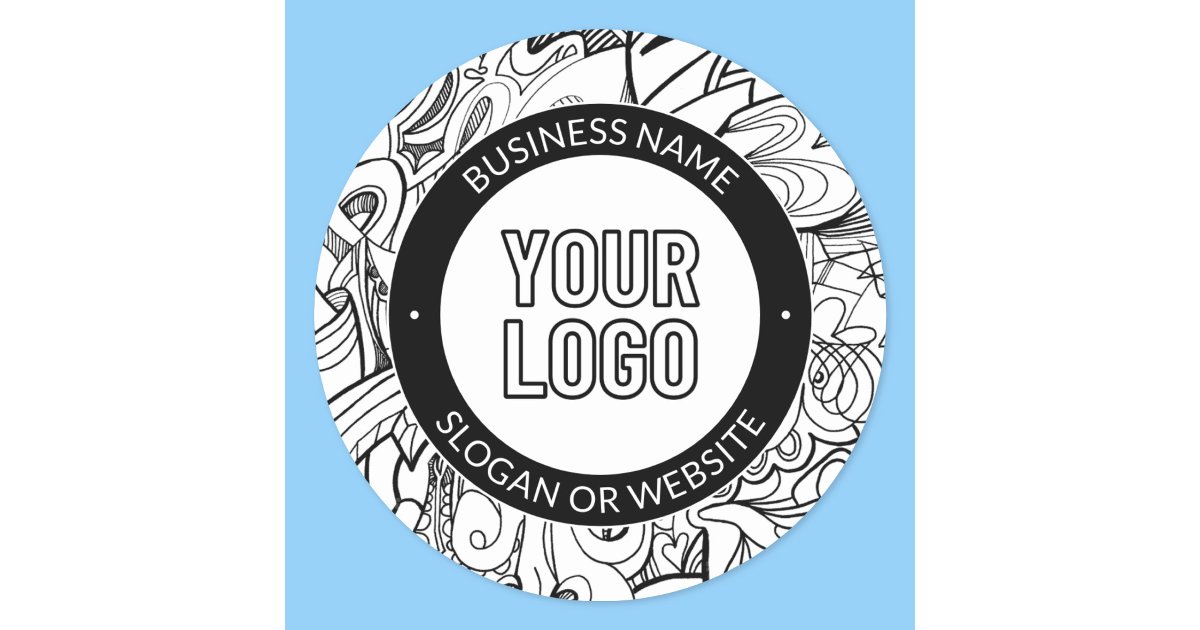 Modern Line Artwork & Your Logo w/Editable Text Classic Round Sticker ...