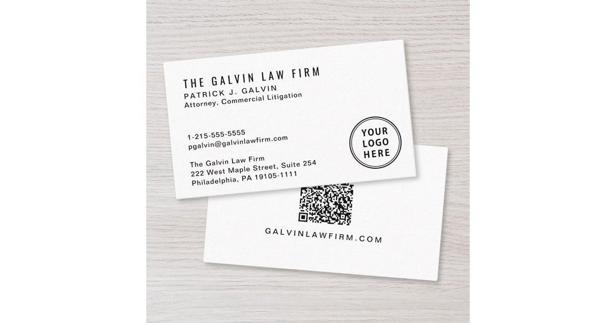 Modern Logo QR Code Employee Business Card | Zazzle