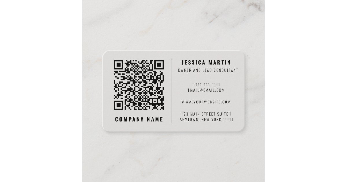 Modern Minimalist QR Code Business Card | Zazzle