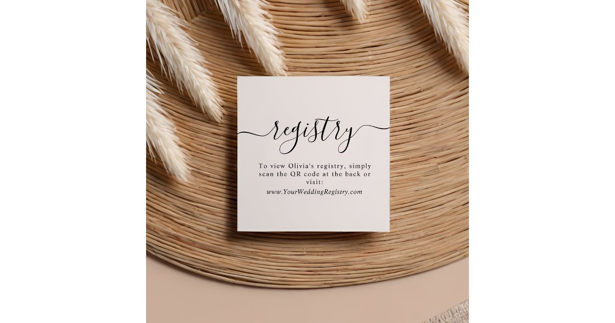 Modern Minimalist Wedding QR Code Registry Enclosure Card | Zazzle