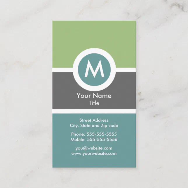 Modern Monogram Business Card | Zazzle