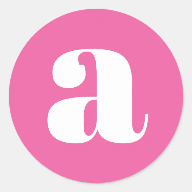 Modern Monogram Initial Letter Colourful Hot Pink Classic Round Sticker ...