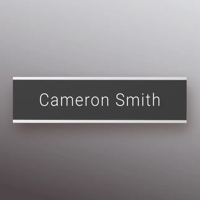 Modern name plain black door sign | Zazzle