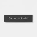 Modern name plain black door sign | Zazzle
