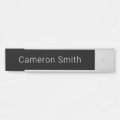 Modern name plain black door sign | Zazzle