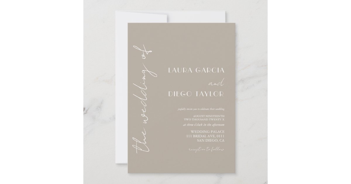 Modern Neutral Wedding Invitation | Zazzle