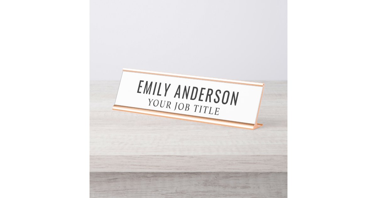 Modern Office Employee Desk Name Plate | Zazzle