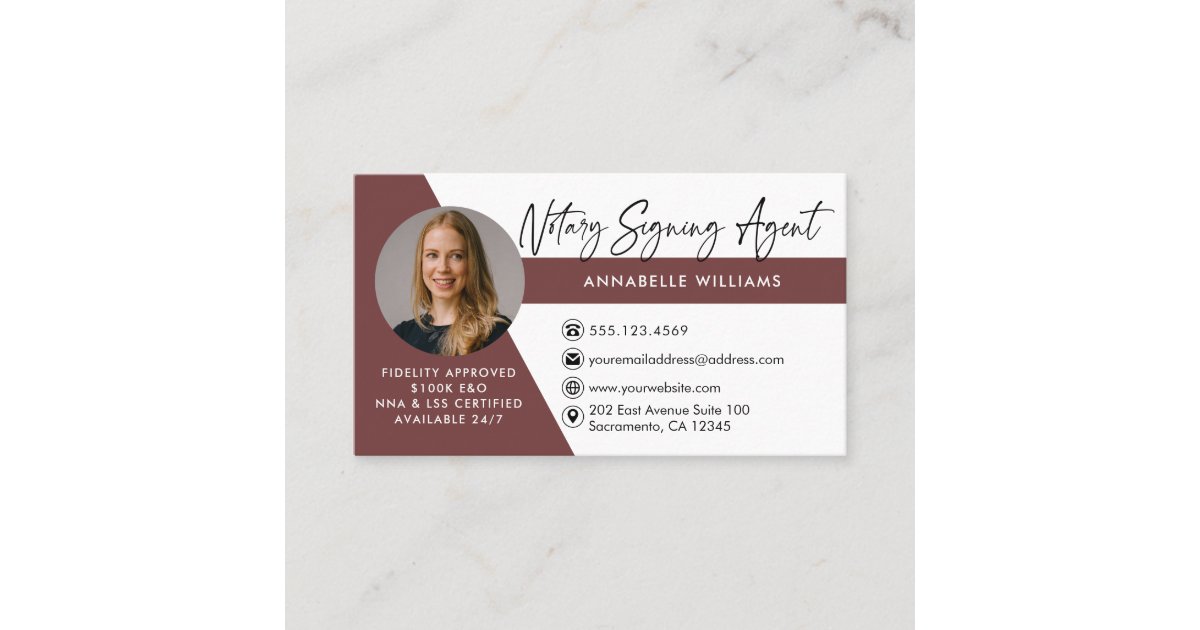 Modern Photo Notary Signing Agent Business Card | Zazzle