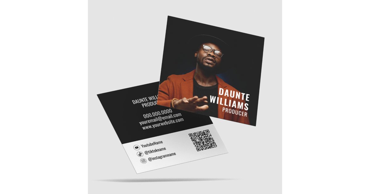 Modern Scannable Qr Code Social Media Icon Square Business Card | Zazzle