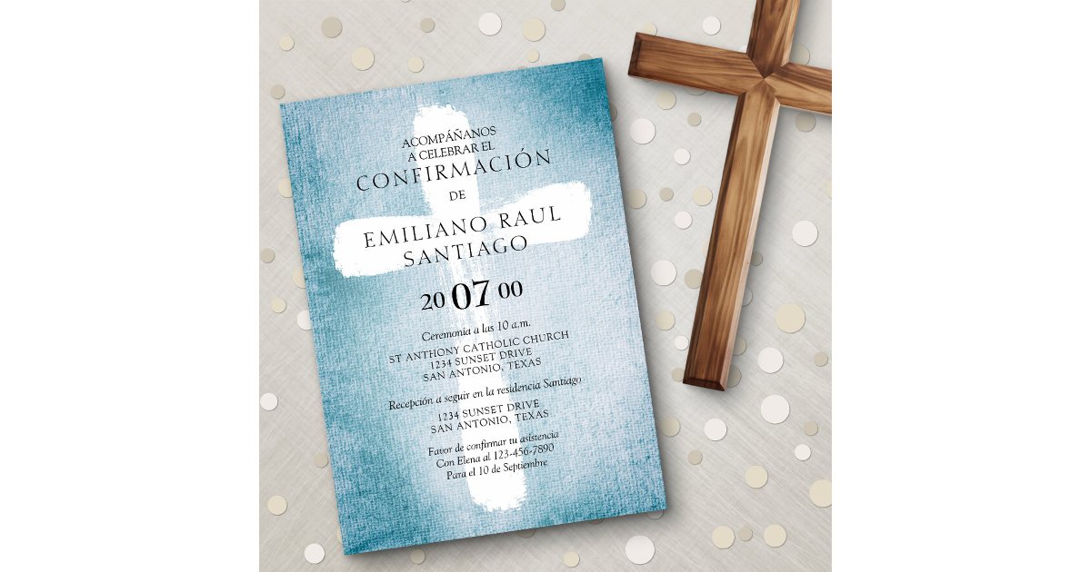 Modern Spanish Confirmation Invitation | Zazzle