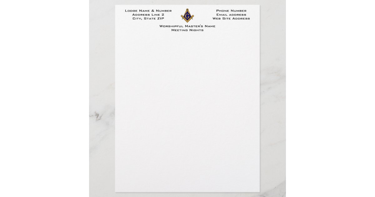Modern Style Masonic Lodge Letterhead | Zazzle