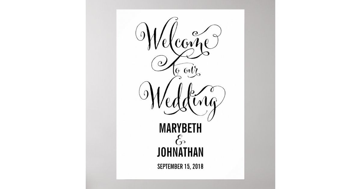 Modern We Do Script Wedding Welcome Poster Sign | Zazzle