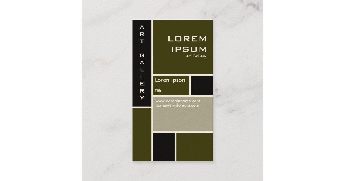 Mondrian - Murky Green (Cream Card) Business Card | Zazzle