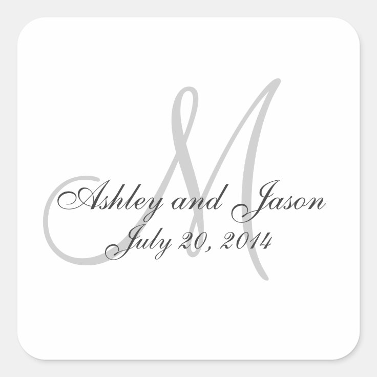 Monogram Names Wedding Favour Sticker Template | Zazzle