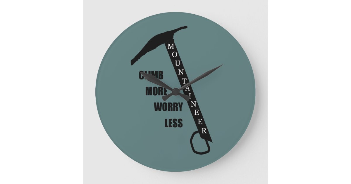 Motivational rock climbing quotes large clock | Zazzle