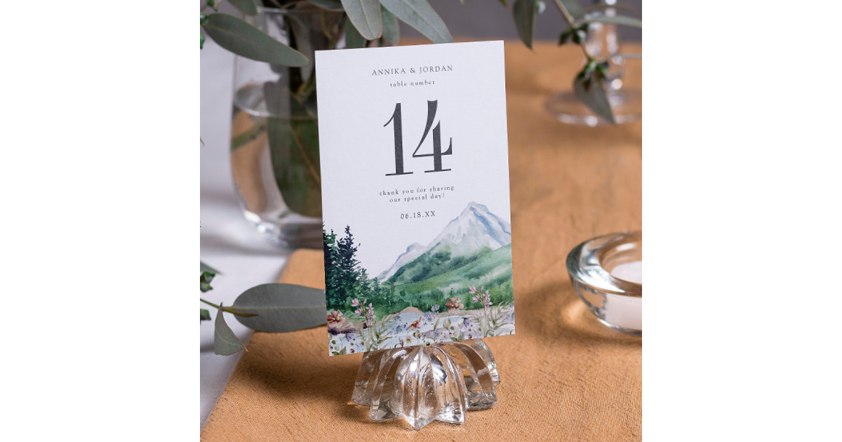 Mountain Wildflower | Table Number Card | Zazzle