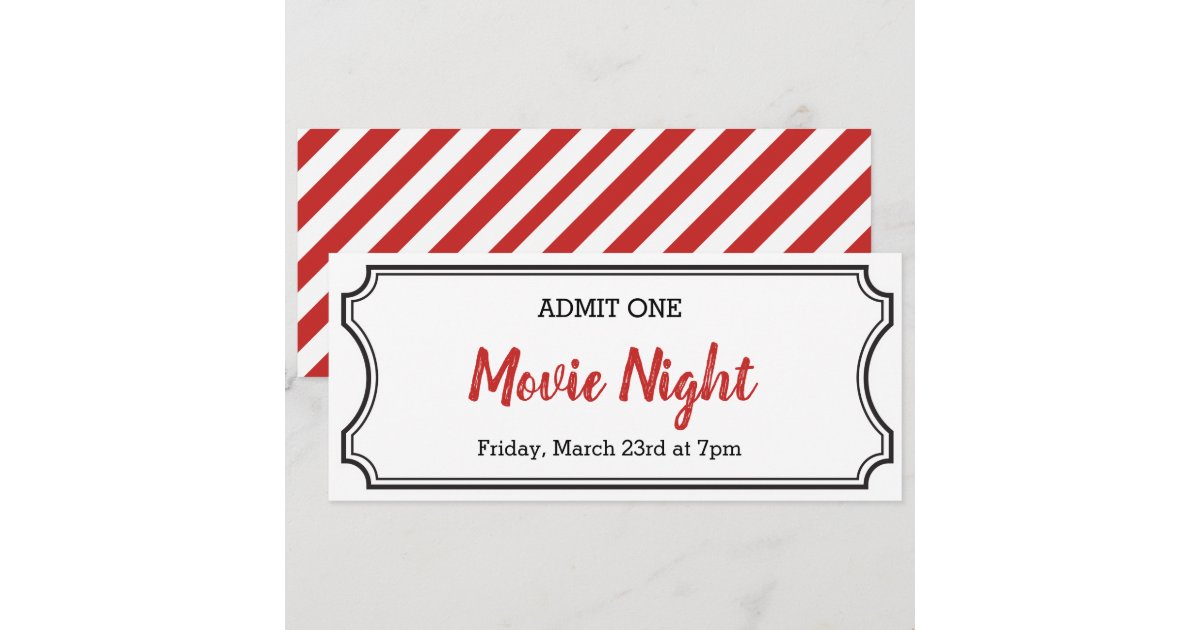 Movie Night Coupon Ticket Invitation | Zazzle