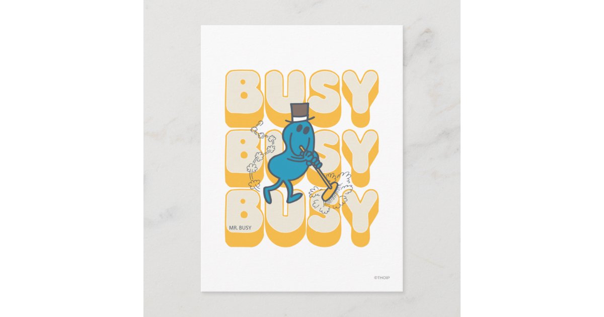 Mr. Busy Sweeping Quickly Postcard | Zazzle