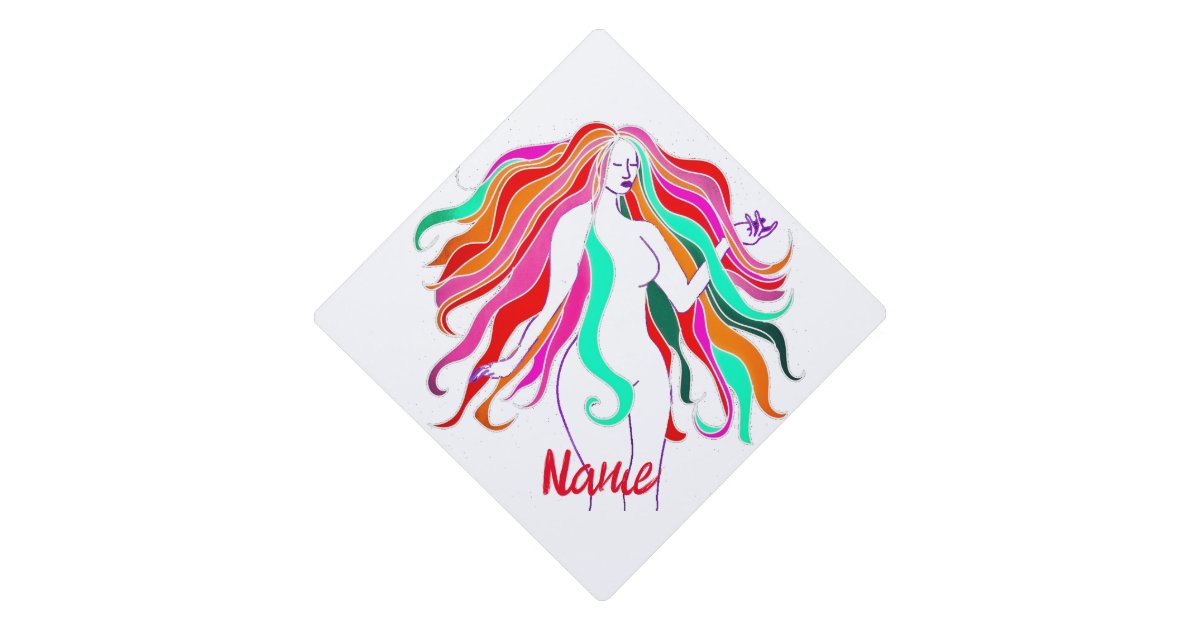Multi-coloured long-haired goddess Thunder_Cove Graduation Cap Topper ...