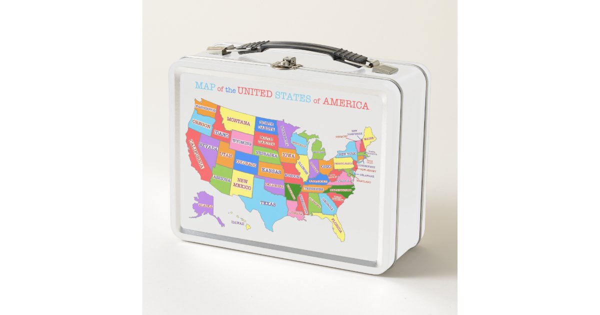 Multi-Coloured Map Of the United States Lunch Box | Zazzle