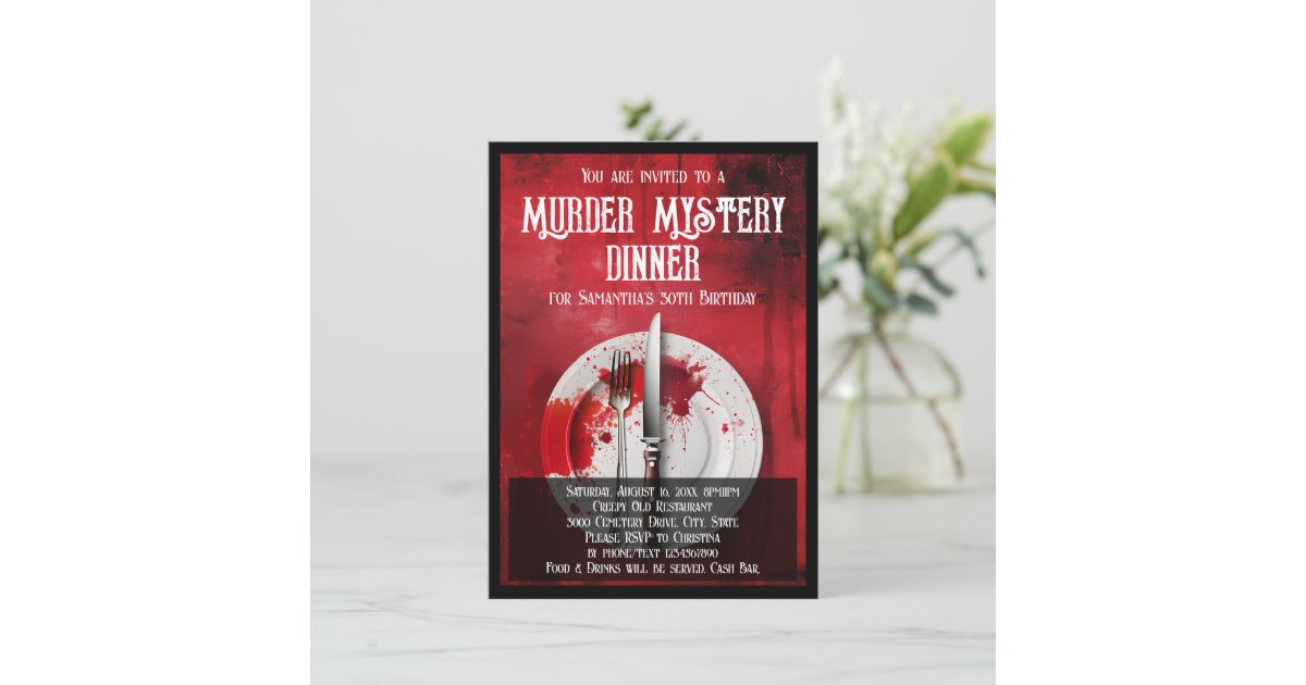 Murder Mystery Dinner Social or Birthday Party Invitation | Zazzle