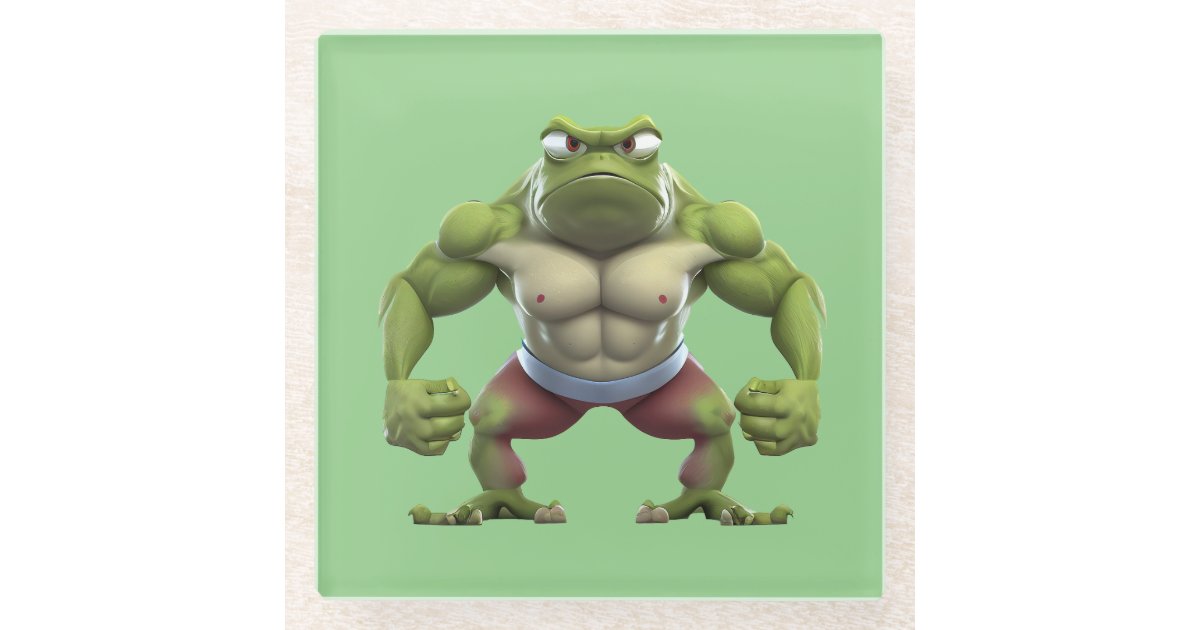 Muscular Frog, Strong Muscular Bodybuilding Frog Glass Coaster | Zazzle
