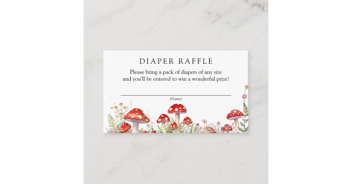 Mushroom Baby Shower Diaper Raffle Enclosure Card | Zazzle