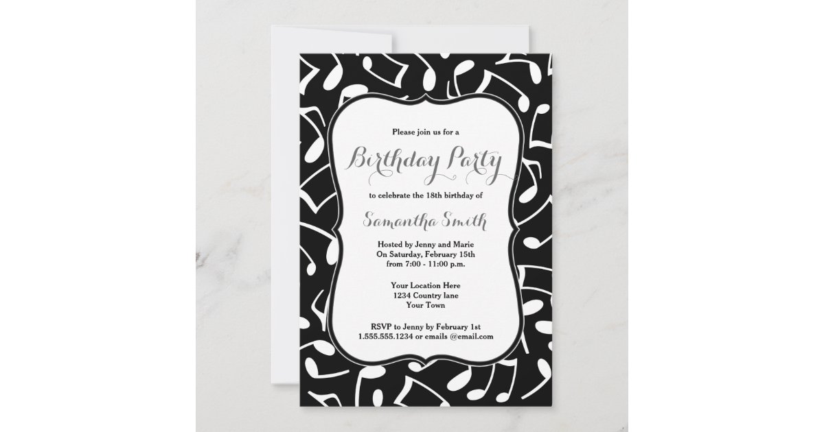 Music Notes Themed Birthday Party Invitation | Zazzle