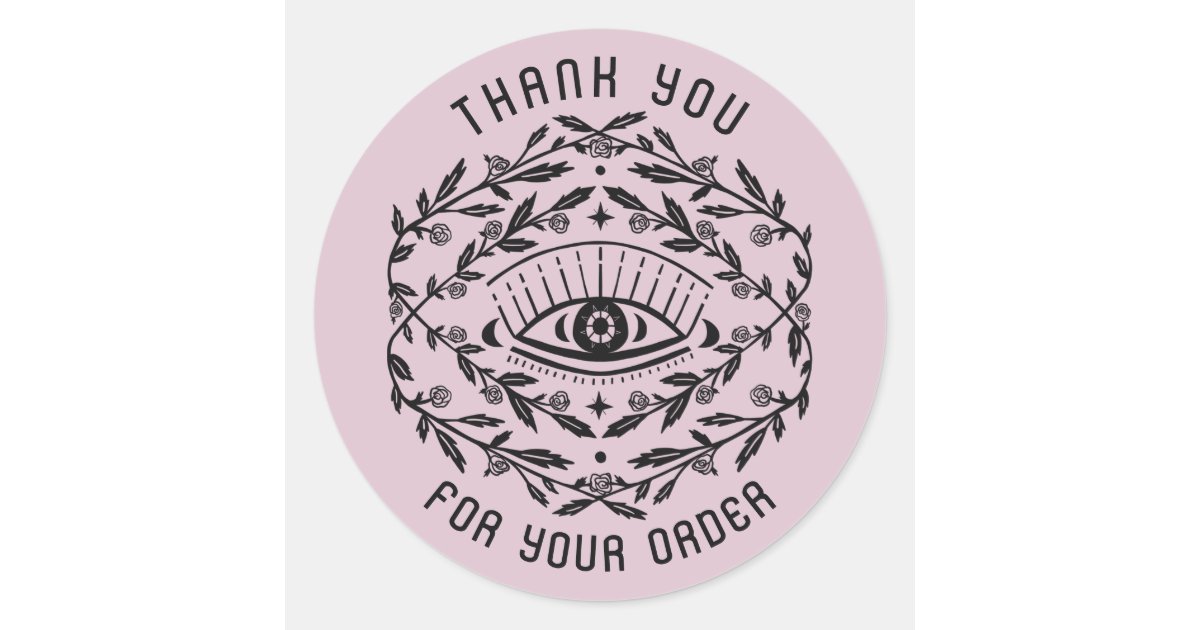 Mystical Eye Roses Vines Magical Order Thank You Classic Round Sticker ...