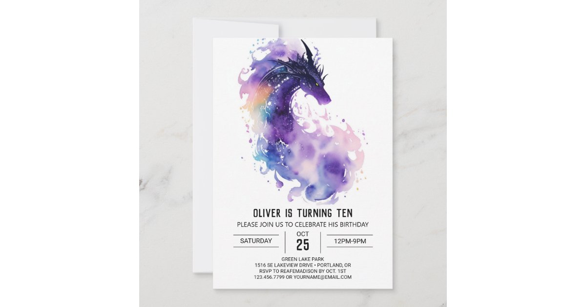 Mythical Fire-Breathing Dragon Birthday Invitation | Zazzle