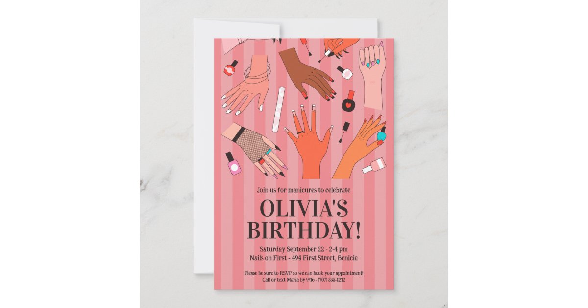 Nail Salon Birthday Party Invitation | Zazzle