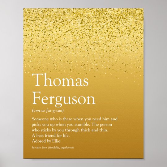 Name Definition Gold Glitter Glitzy Modern Fun Poster | Zazzle.ca