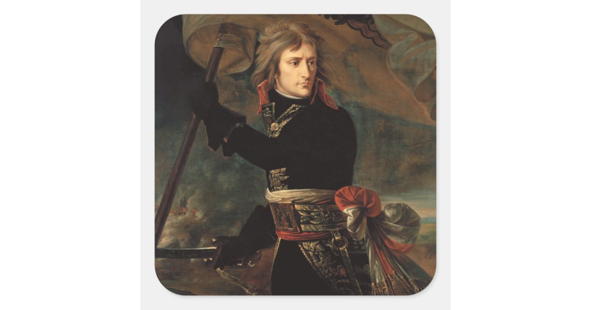 Napoleon Bonaparte at Bridge in Battle of Arcole Square Sticker | Zazzle