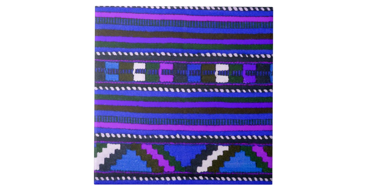 Native American Indian blue texture design Tile | Zazzle
