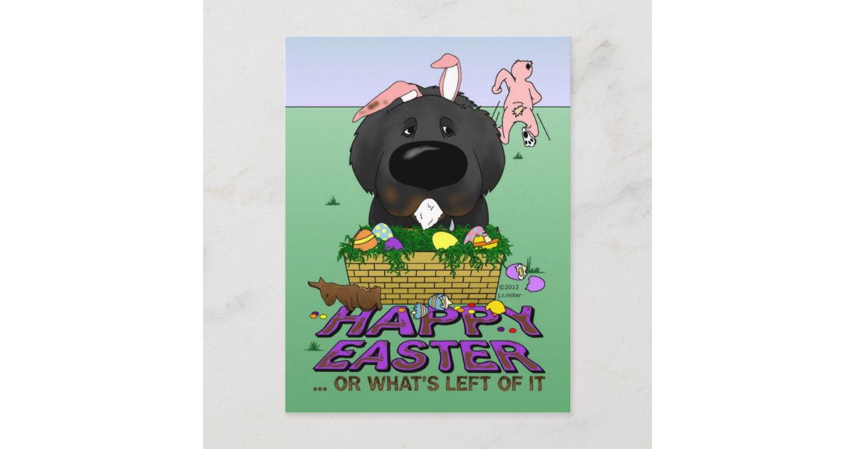Naughty Newfie Happy Easter Holiday Postcard | Zazzle