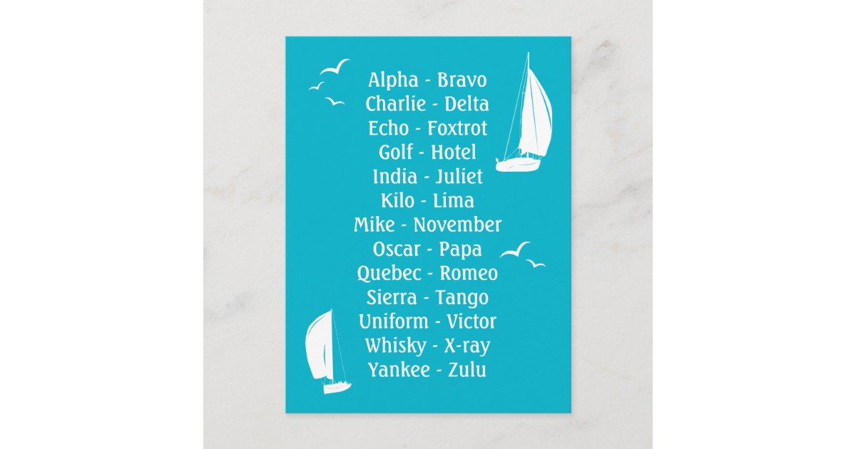 Nautical Phonetic Alphabet Trainee Sailor Postcard | Zazzle