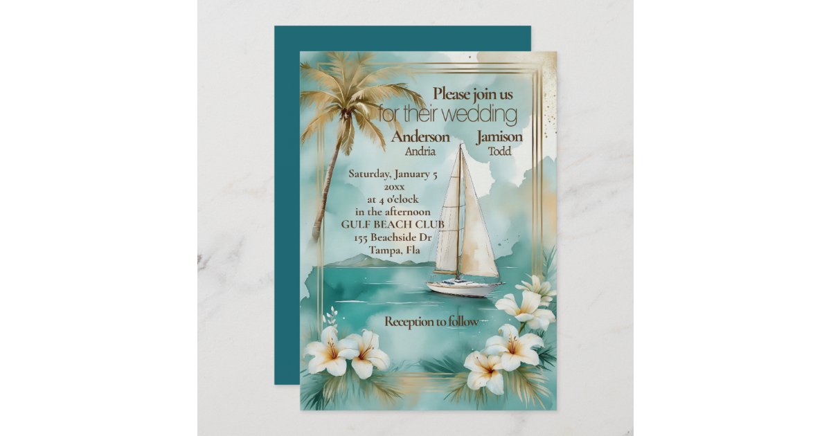 Nautical yacht wedding invitation | Zazzle
