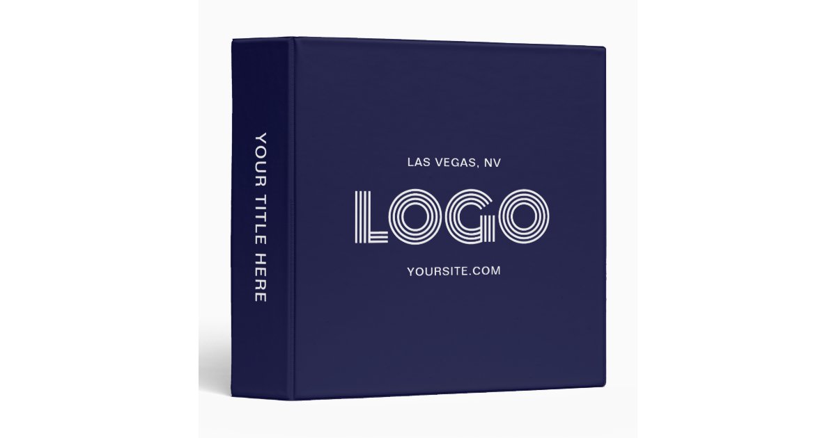 Navy and White Modern Logo Binder | Zazzle