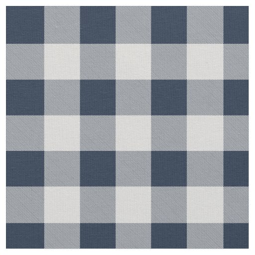 Navy Blue and Grey Buffalo Chequered Plaid Fabric | Zazzle