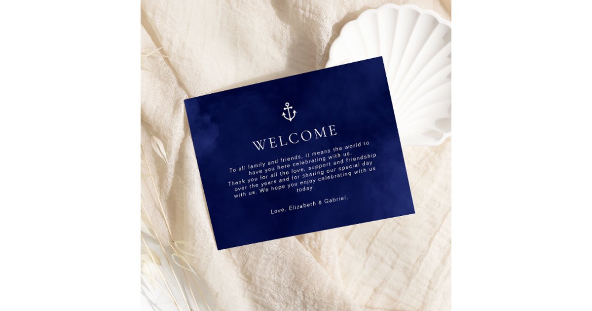 Navy Blue Nautical Wedding Timeline Enclosure Card | Zazzle