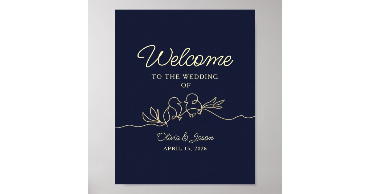 Navy Blue Simple Wedding Welcome Poster | Zazzle