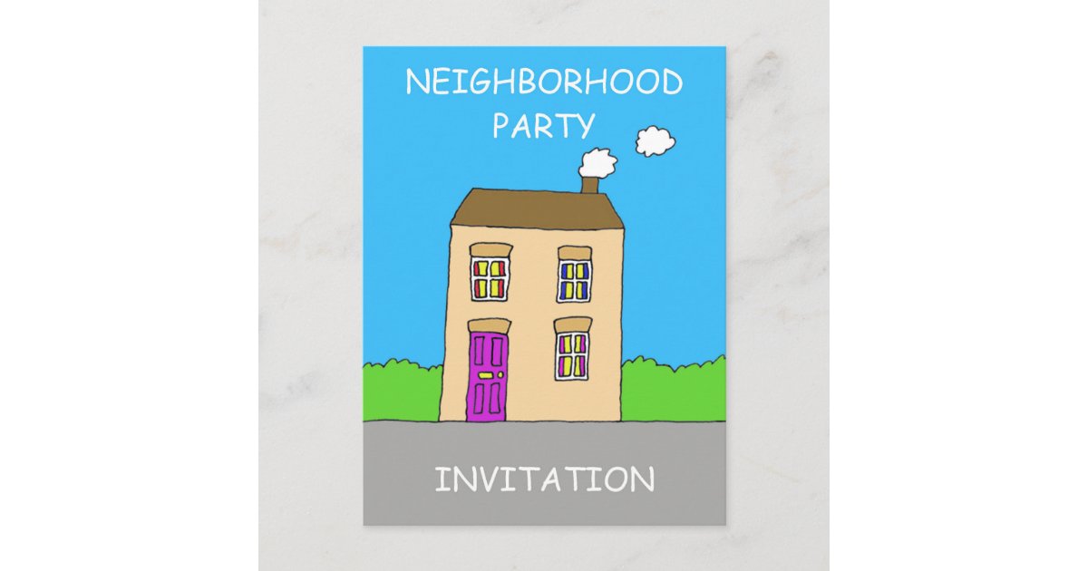 Neighbourhood Party Invitation. Invitation Postcard | Zazzle