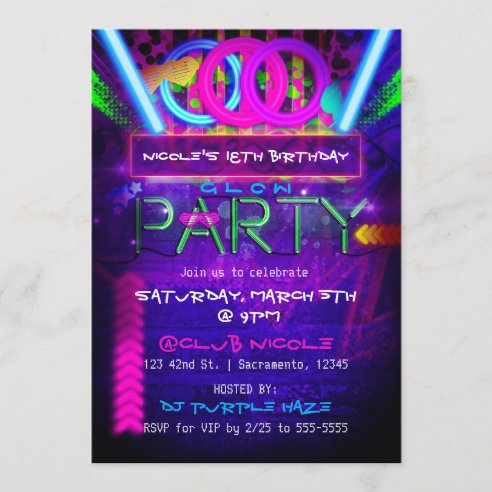 Rave Party Invitations | Zazzle CA