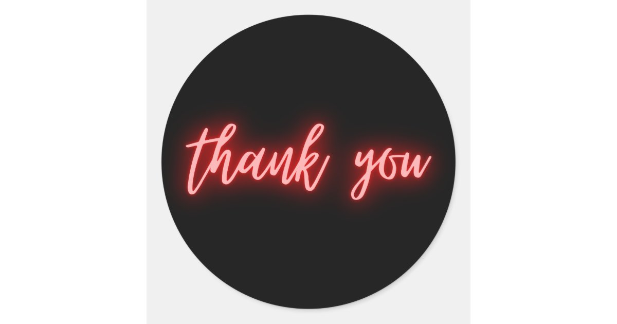 Neon Red Thank You Classic Round Sticker | Zazzle