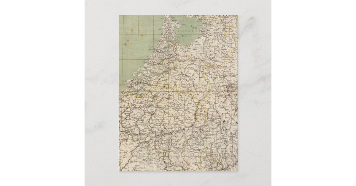 Netherlands and Belgium Atlas Map Postcard | Zazzle