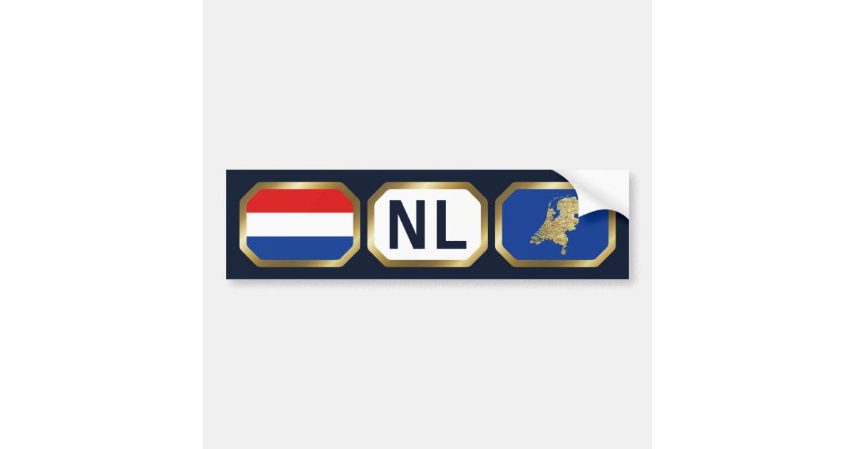 Netherlands Flag Map Code Bumper Sticker | Zazzle