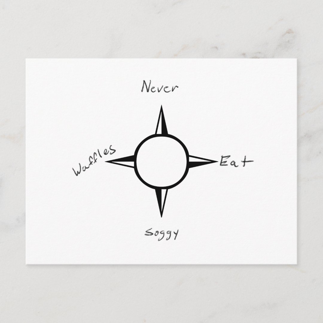 Never Eat Soggy Waffles - Compass Postcard | Zazzle