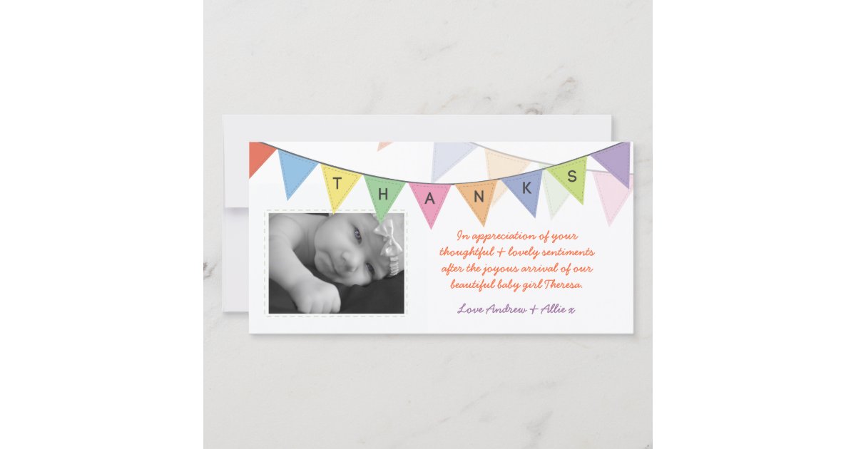 New Baby Thank You Appreciation Banner Photocard Card | Zazzle