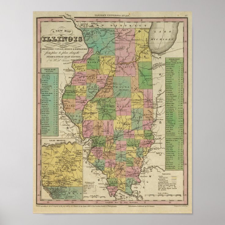 New Map Of Illinois Poster | Zazzle