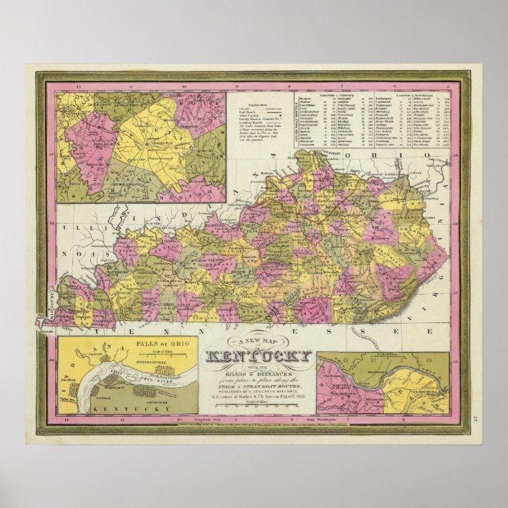 New Map Of Kentucky Poster | Zazzle